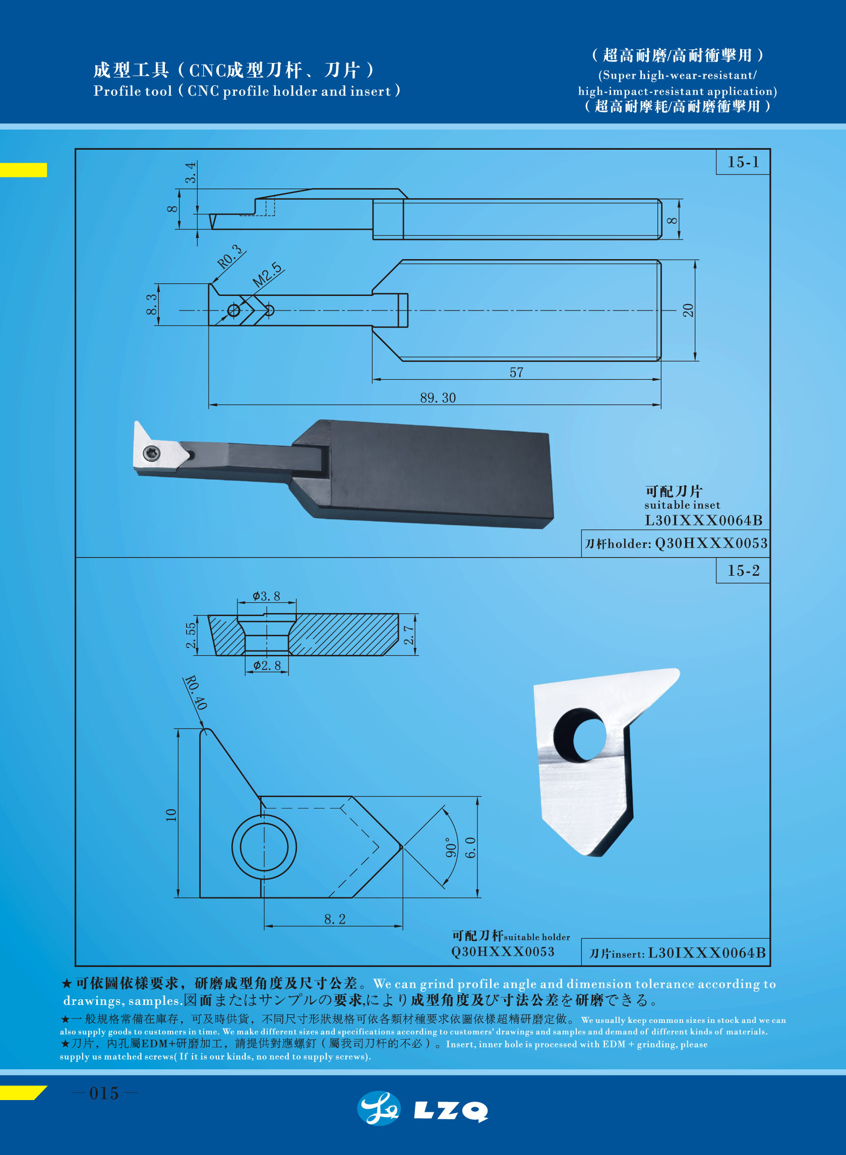 Profile tool (CNC profile holder and insert)