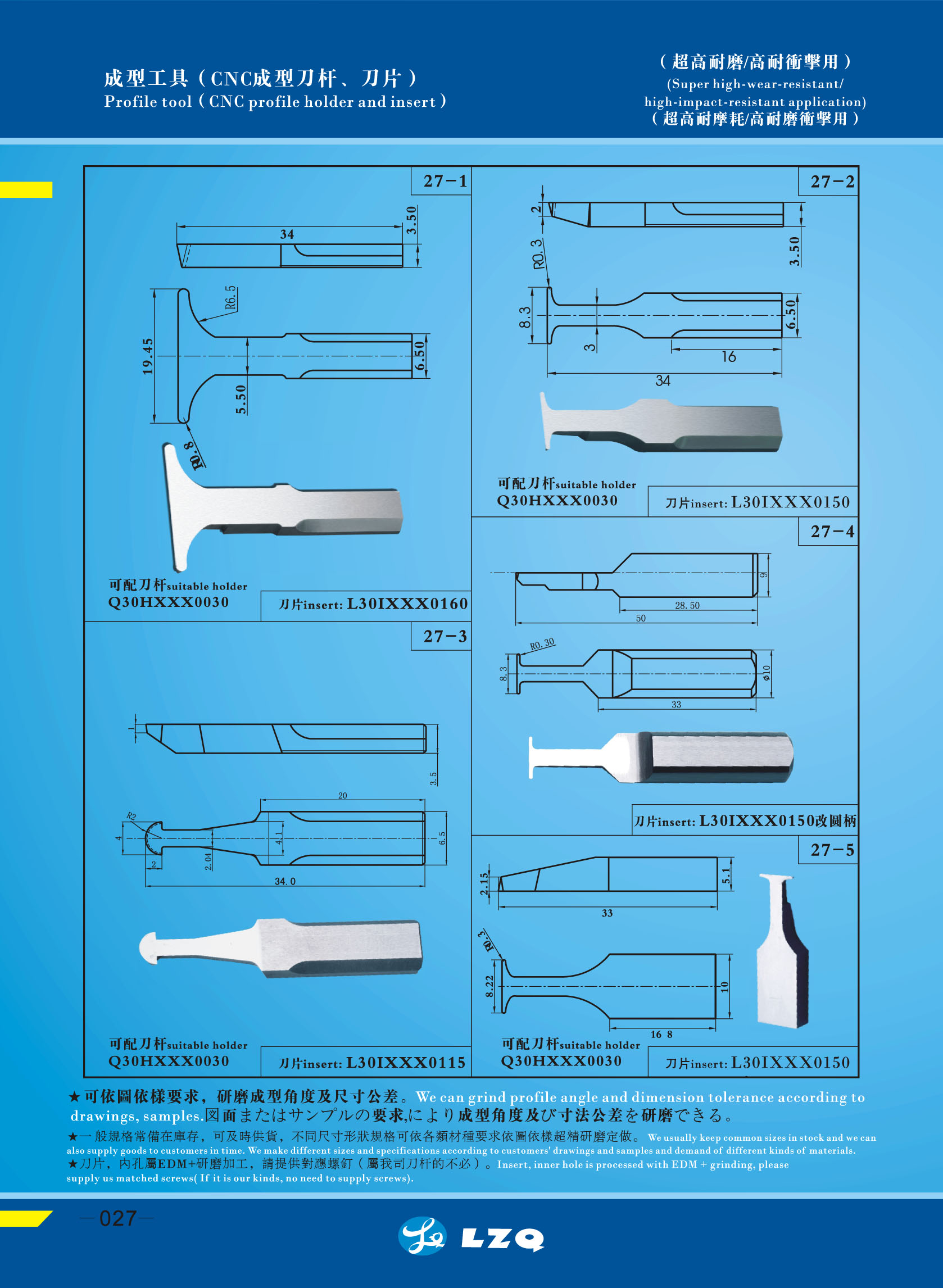 Profile tool (CNC profile holder and insert)